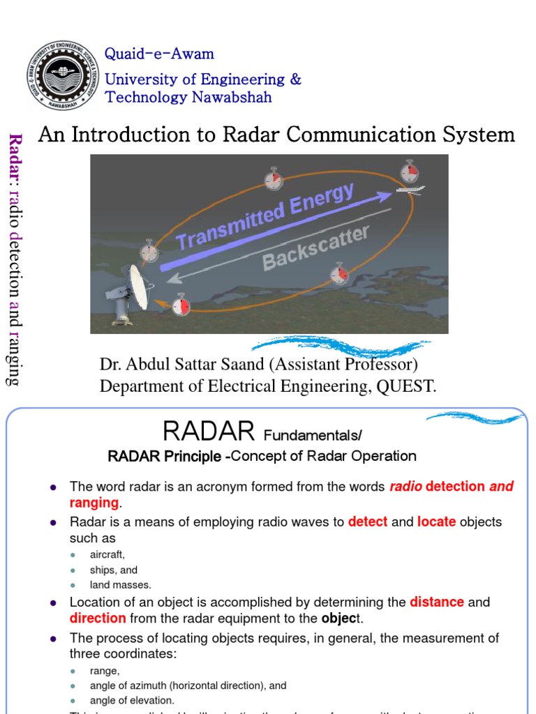 An Introduction To Radar Communication System: Quaid-e-Awam University ...