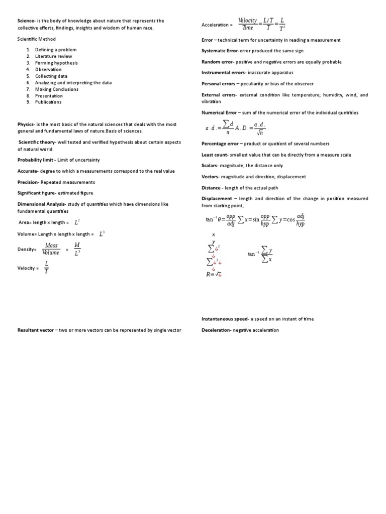 Scientific Method and Key Physics Concepts | PDF | Euclidean Vector | Acceleration