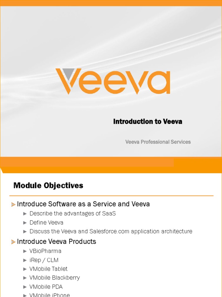 Module 01 - Introduction To Veeva | PDF | Software As A Service ...