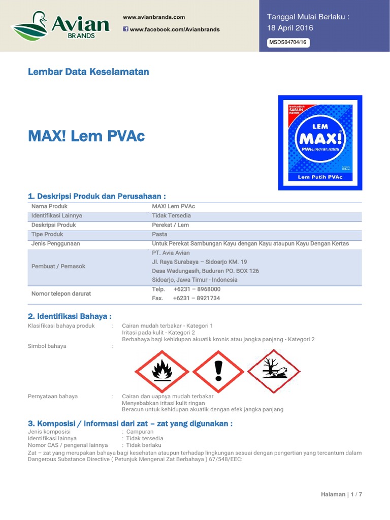 Msds Max! Lem Pvac 1461907065 | PDF