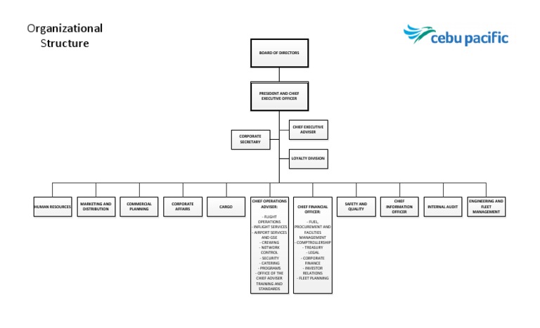 Cebu Pacific Organizational Structure | PDF | Aviation | Economies