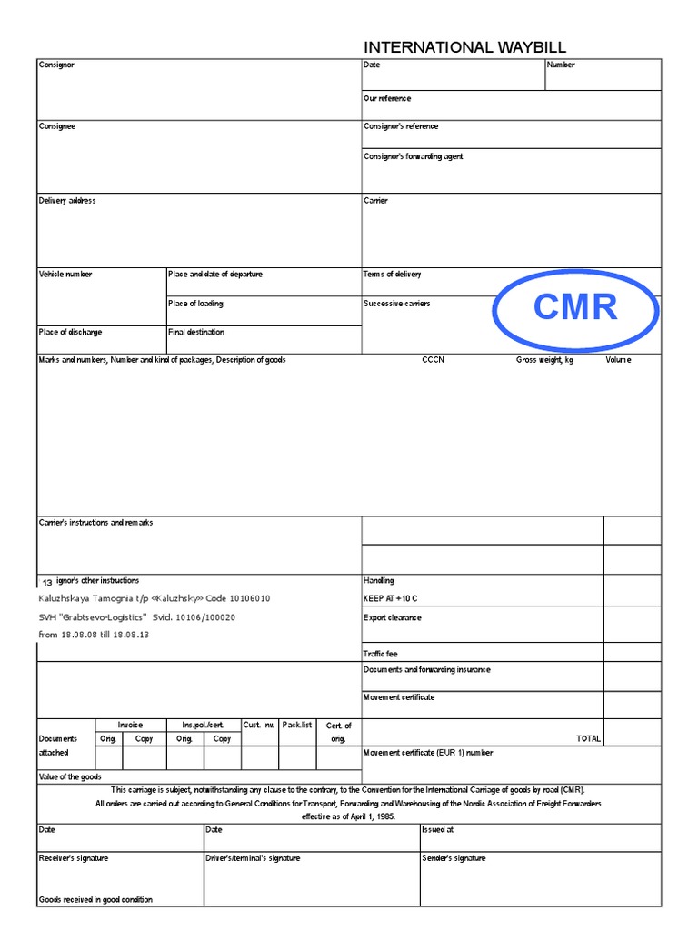 CMR Fin Vidnoe | PDF | Cargo | Consumer Goods