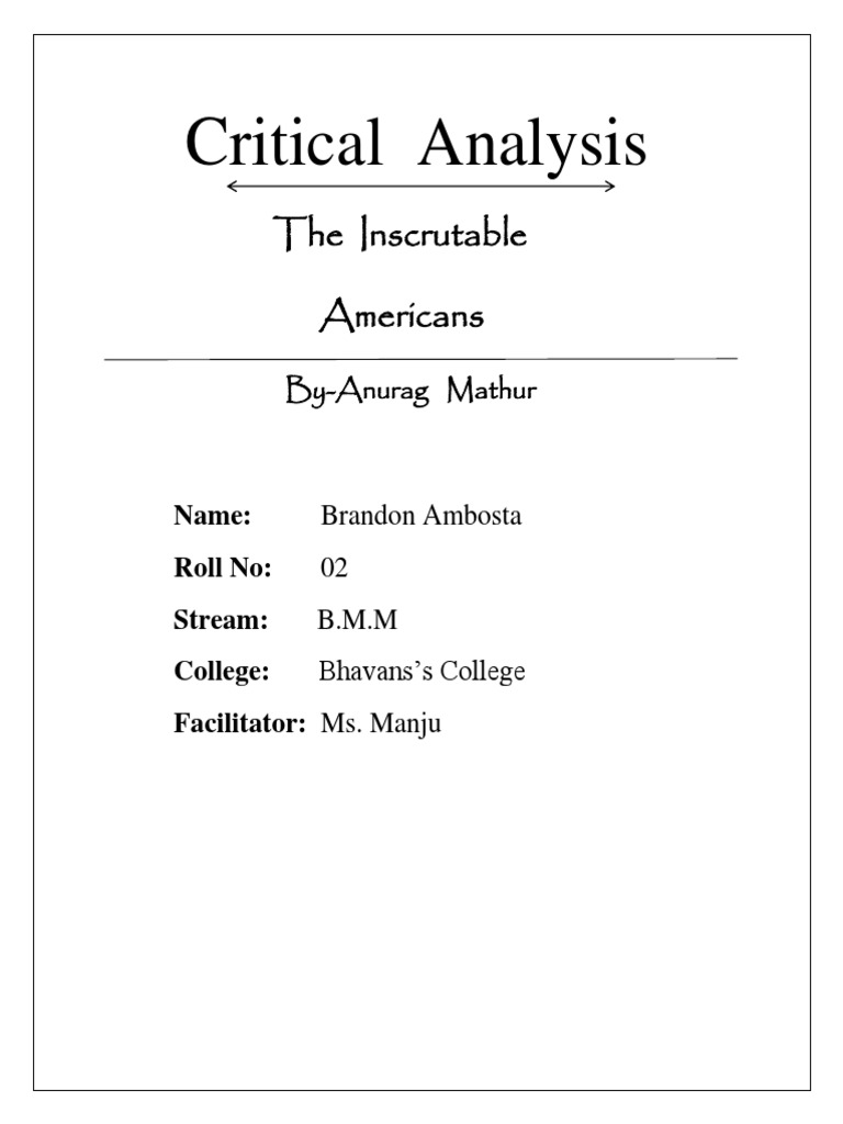 The Inscrutable Americans - Anurag Mathur | PDF