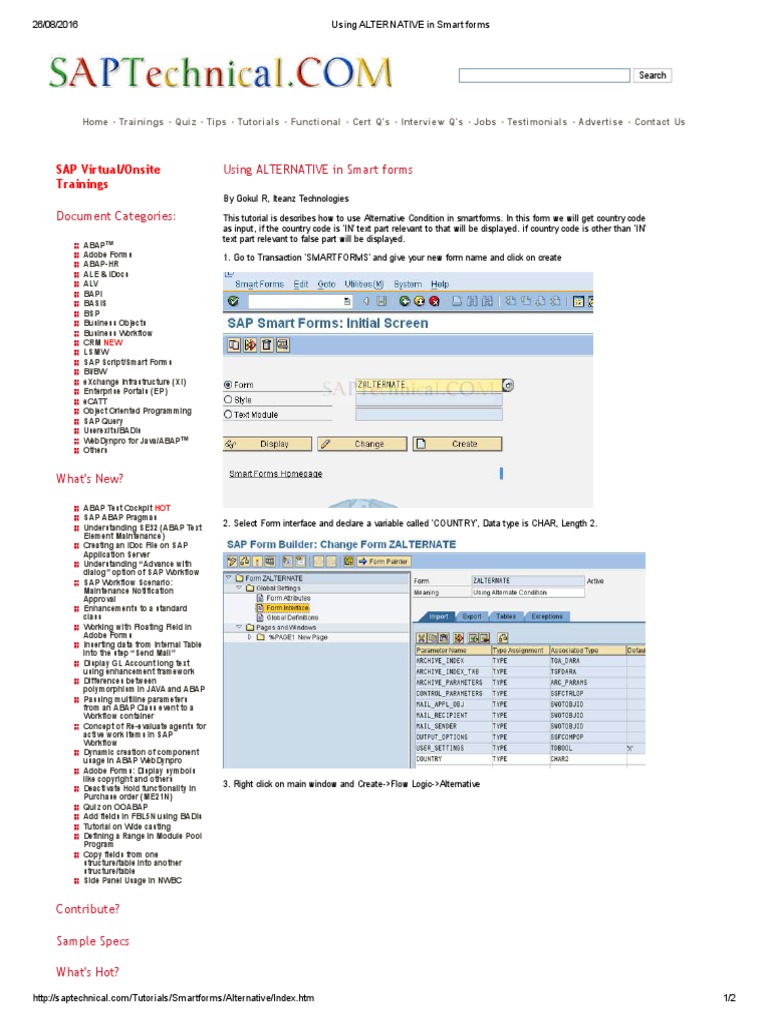 Using ALTERNATIVE in Smart Forms | PDF | Information Technology ...