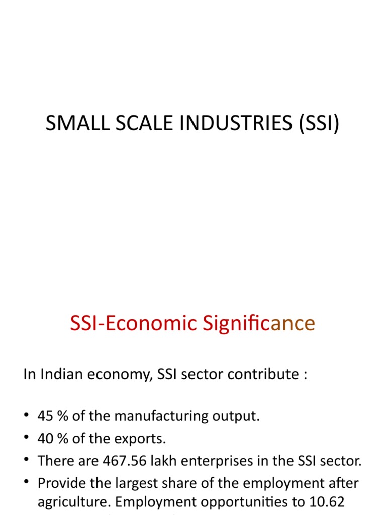 Small Scale Industries (Ssi) - Short | PDF | Small Business | Taxes