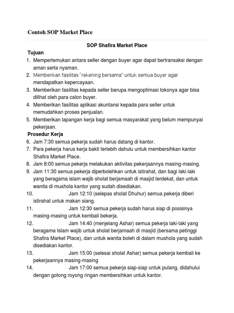 SOP Karyawan | PDF
