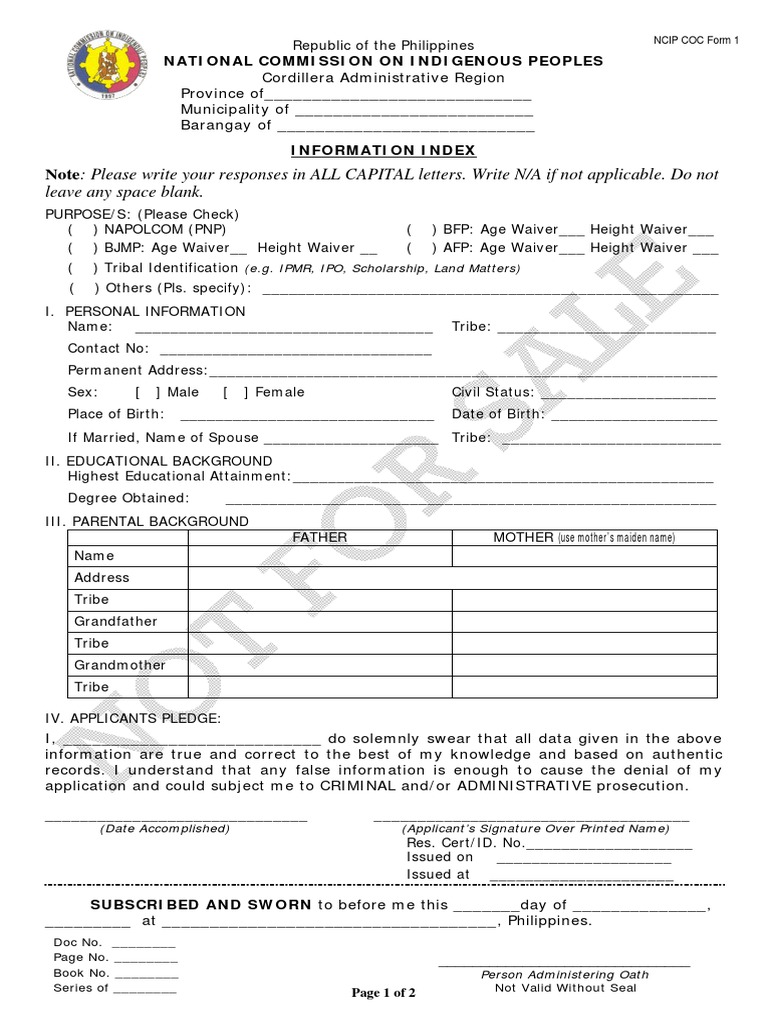 Coc - Form 1 | PDF | Authentication | Government