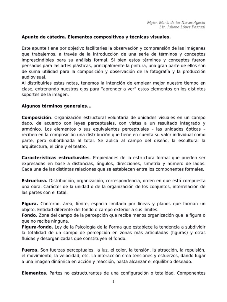 Apuntes Elementos Compositivos y Técnicas Visuales PDF | PDF | Grabado ...