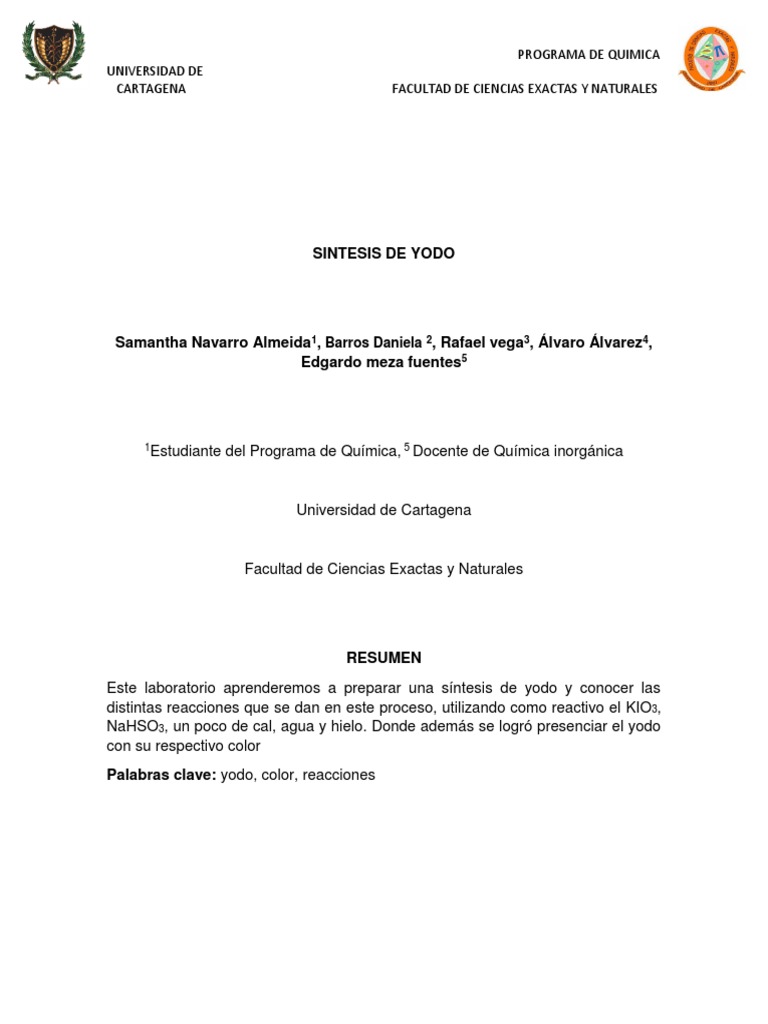Síntesis y valencia del yodo | PDF | Enlace covalente | Yodo