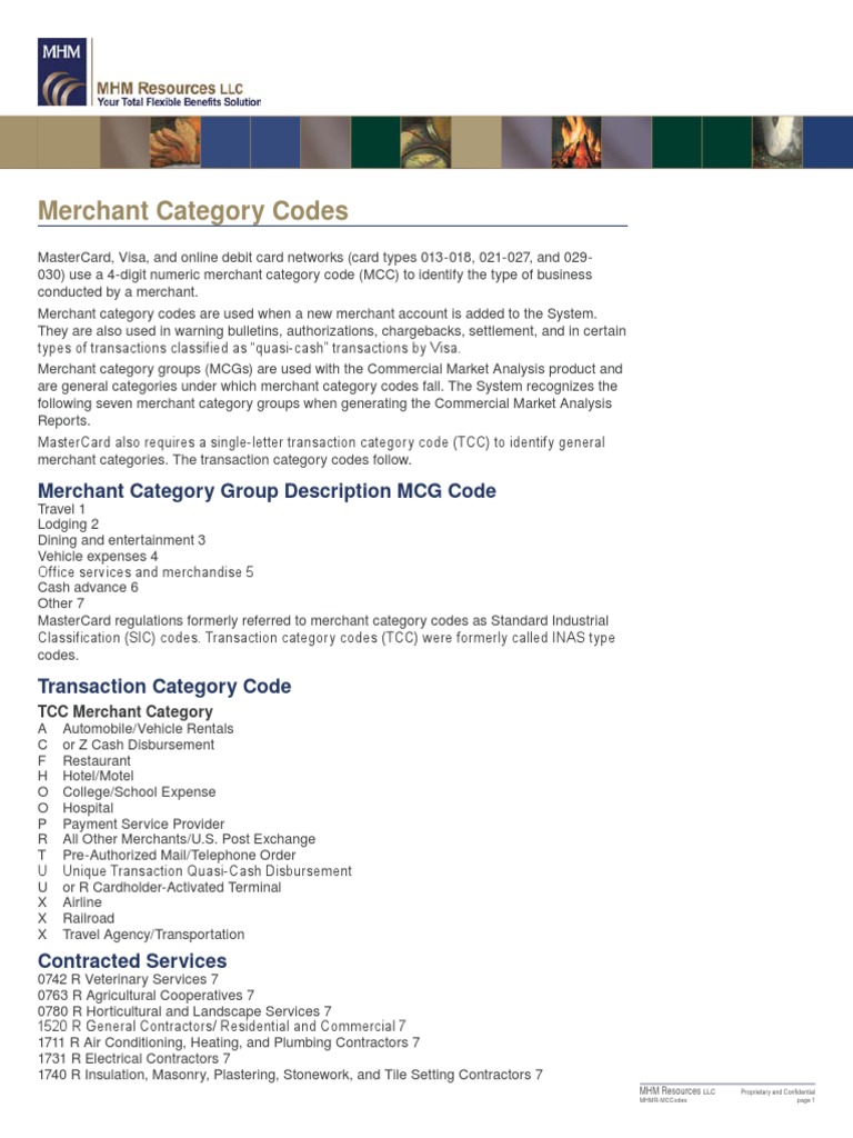 Merchant Category Codes | PDF | Car Rental | Hotel