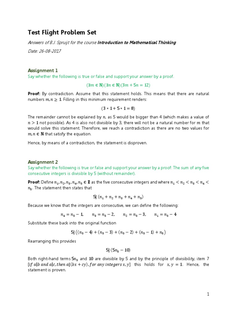 Test Flight Problem Set Answers BJ Spruijt | PDF | Prime Number | Integer