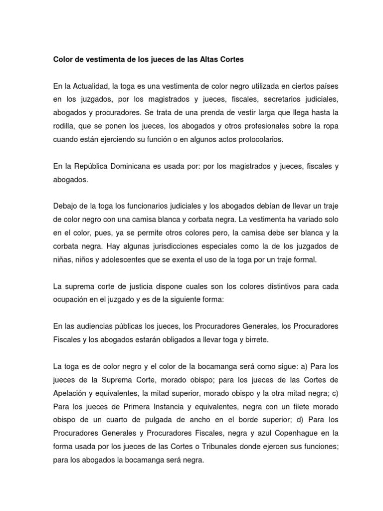Vestimenta de jueces en República Dominicana | PDF | Derecho