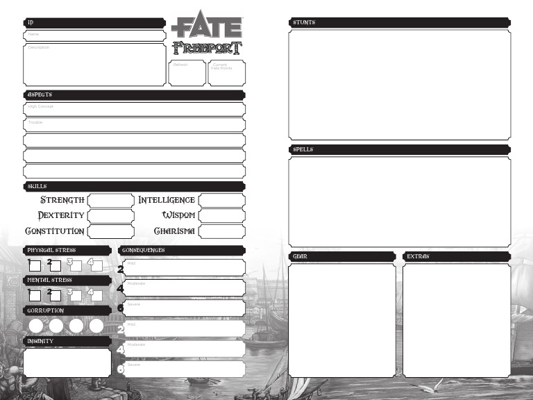 Fate Freeport Character Sheet Single Page | PDF