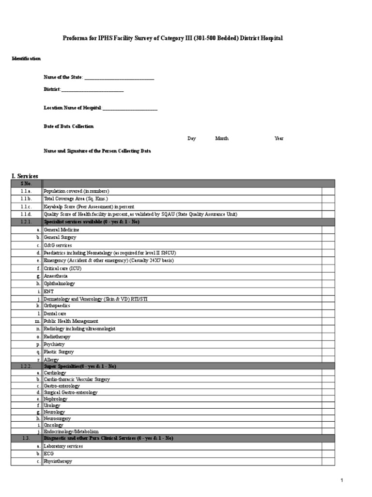 Format For District Hospitals - 301 To 500 Beds | PDF | Intensive Care ...