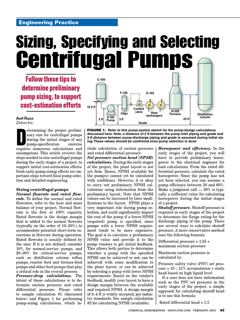 Sizing, Specifying and Selecting Centrifugal Pumps (CE) PDF | PDF ...