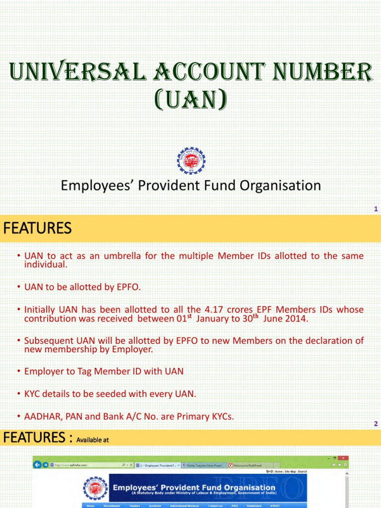 Universal Account Number (UAN) : Employees' Provident Fund Organisation ...