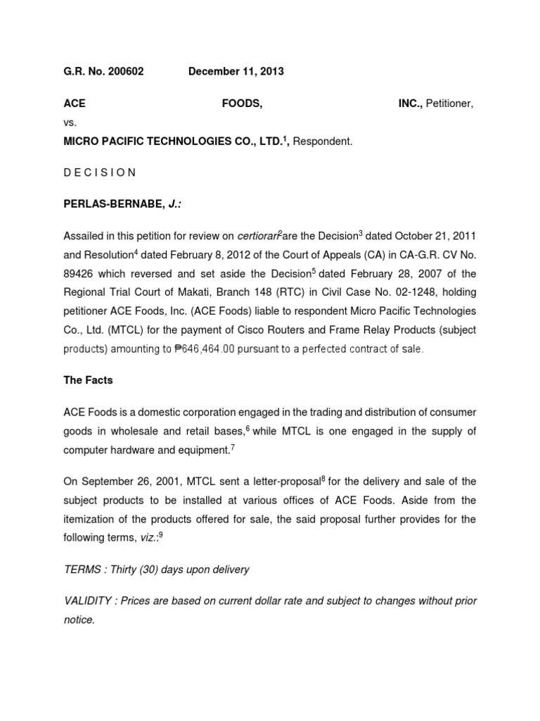 5.ACE Foods v. Micro Pacific | PDF | Receipt | Invoice