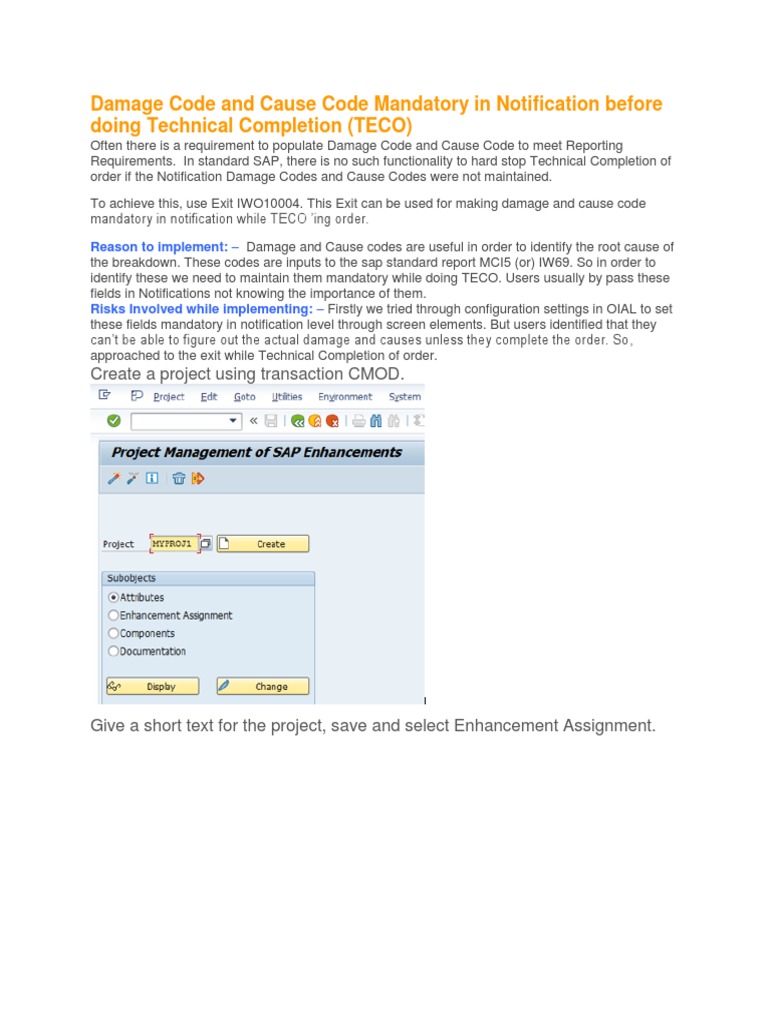 Damage Code and Cause Code Mandatory in Notification Before Doing ...