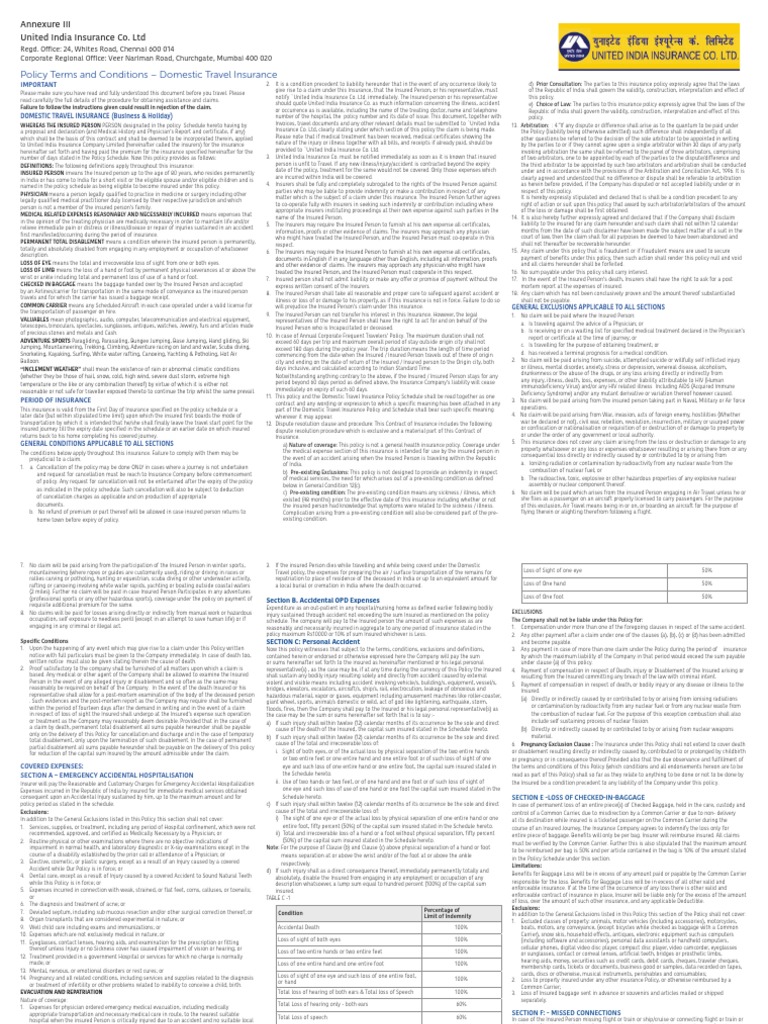 Domestic TC PDF | PDF | Indemnity | Insurance