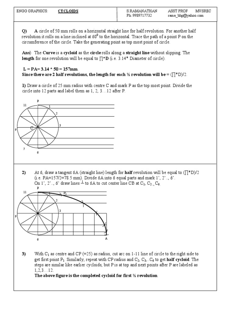 1.3 Cycloid Inclined Construction | PDF | Circle | Geometric Shapes