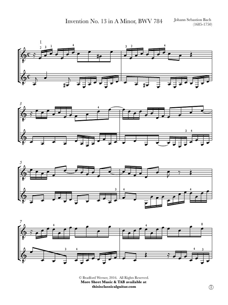 Bach Invention 13 2016 PDF | PDF | Choral Music | Church Music