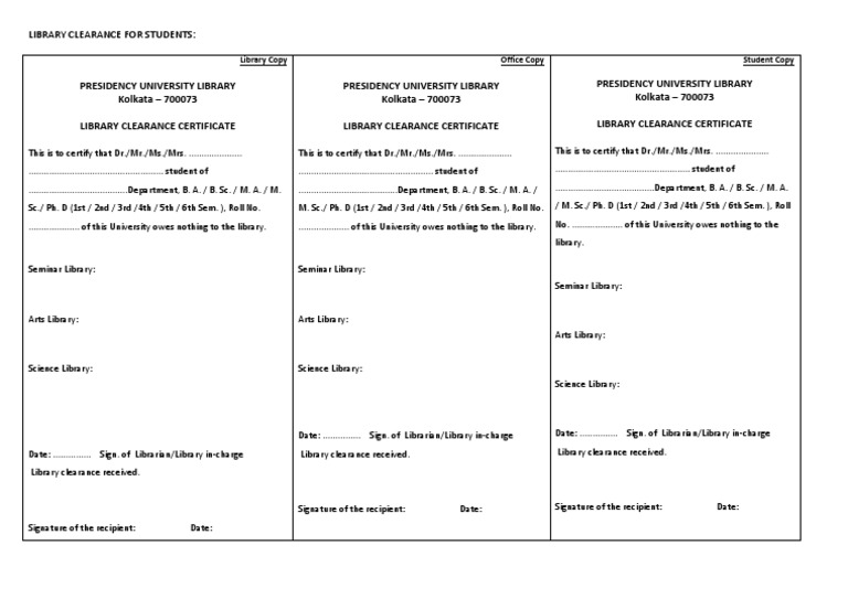 Library Clearance For Students Final | PDF | Academic Degree ...