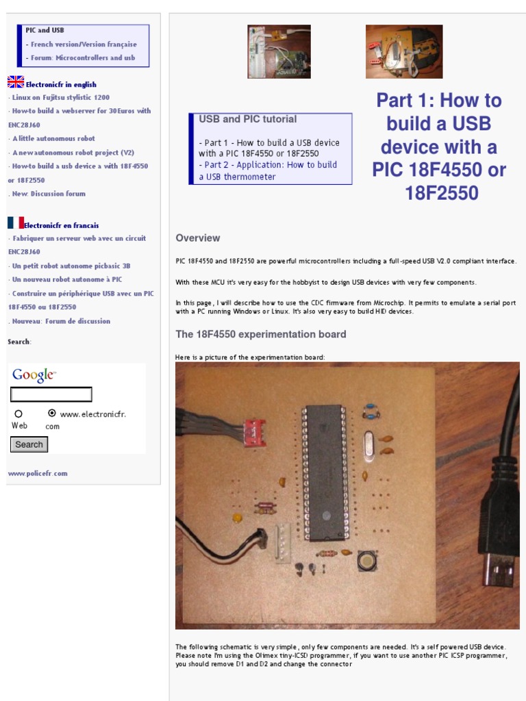 How To Build A Usb Device With Pic 18f4550 or 18f2550 (And The Microchip CDC Firmware) PDF | PDF ...