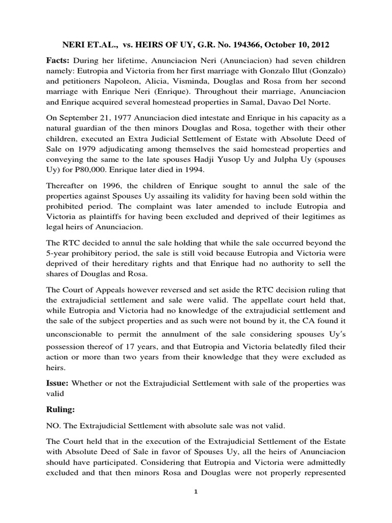 Case Digest Template | Evidence (Law) | Annulment