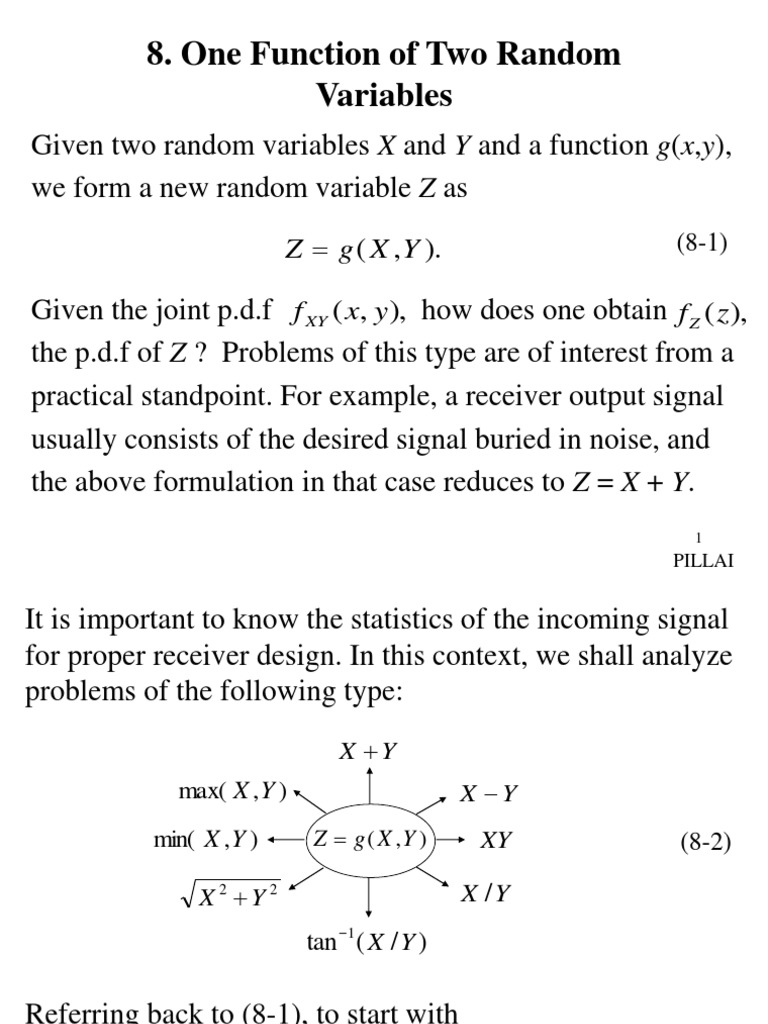One Function of Two Random Variables | PDF | Variable (Mathematics ...