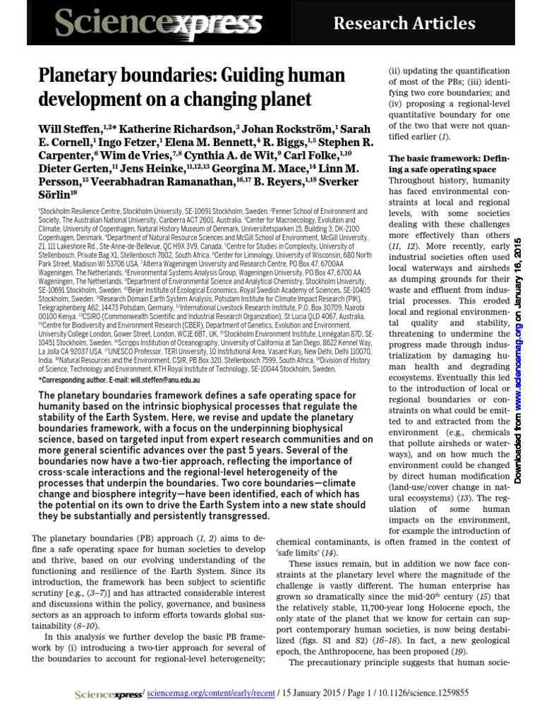 Steffen Et Al (2015) PDF | PDF | Ecosystem | Earth