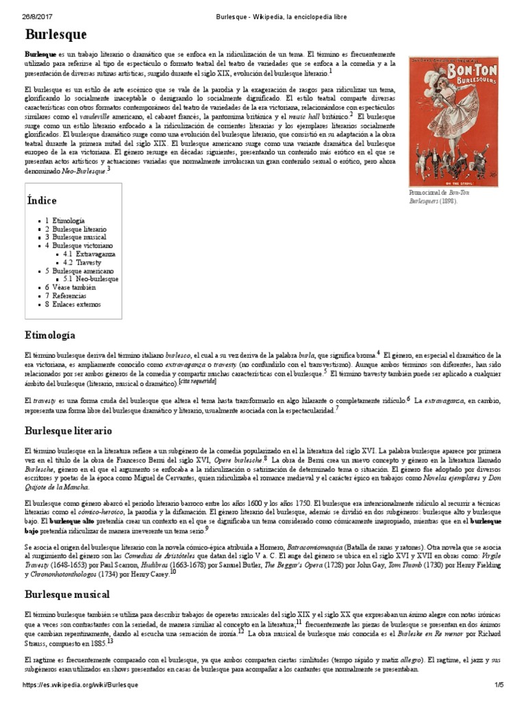 Significado y Origen del Burlesque | PDF | Las artes escénicas ...