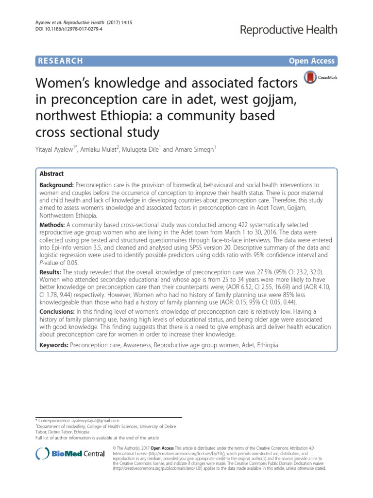 Womens Knowledge And Associated Factors With Preconception Care In