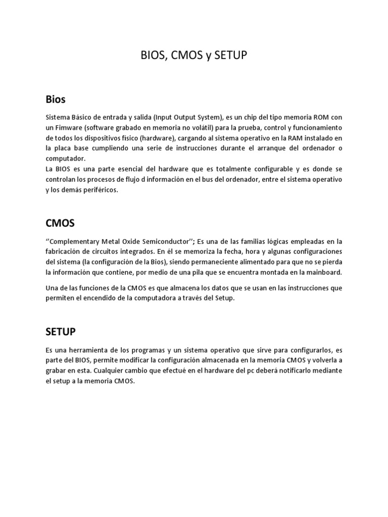 Bios, Cmos y Setup | PDF