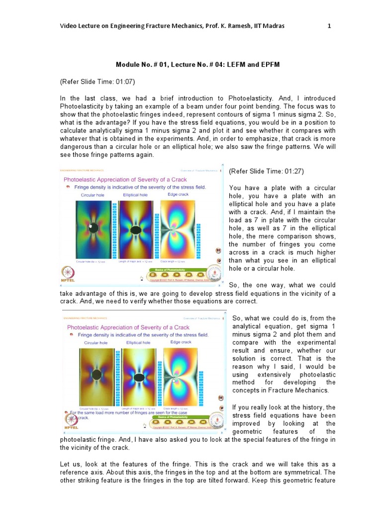 Video Lecture On Engineering Fracture Mechanics, Prof. K. Ramesh, IIT ...