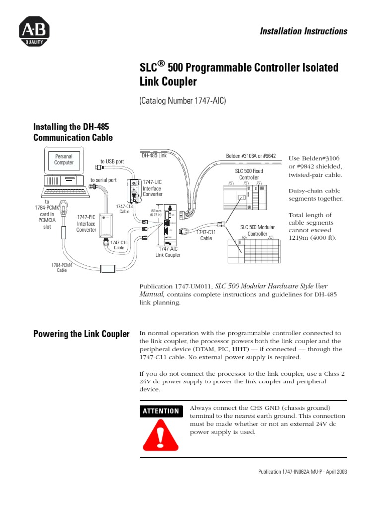 Acoplador de Vínculo Aislado de Controlador SLC 500 | PDF | Electronic ...