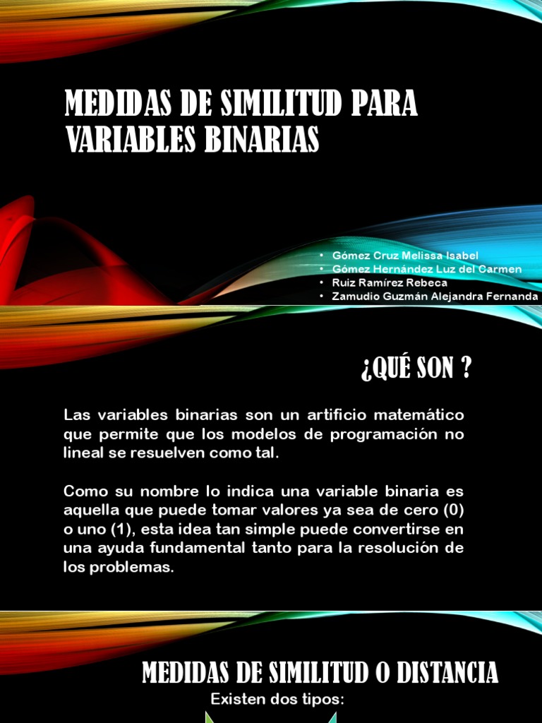 Medidas de Similitud para Variables Binarias | PDF | Métodos y ...