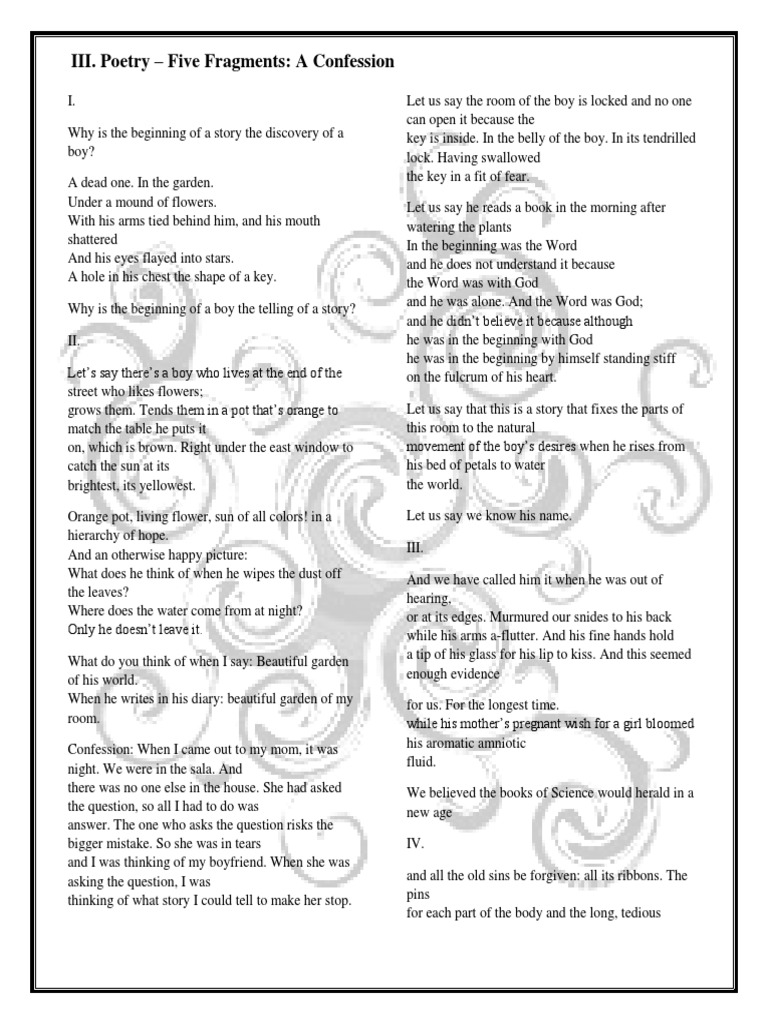 III. Poetry - Five Fragments: A Confession | PDF