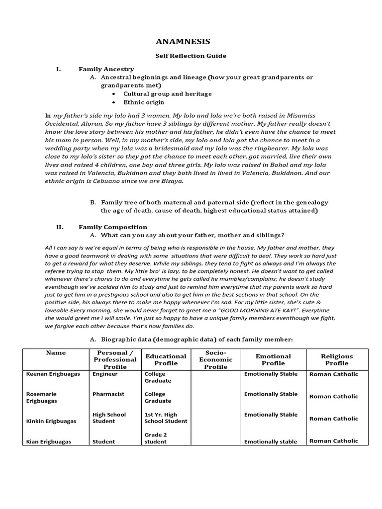 Anamnesis Draft | PDF | Human Development | Developmental Psychology