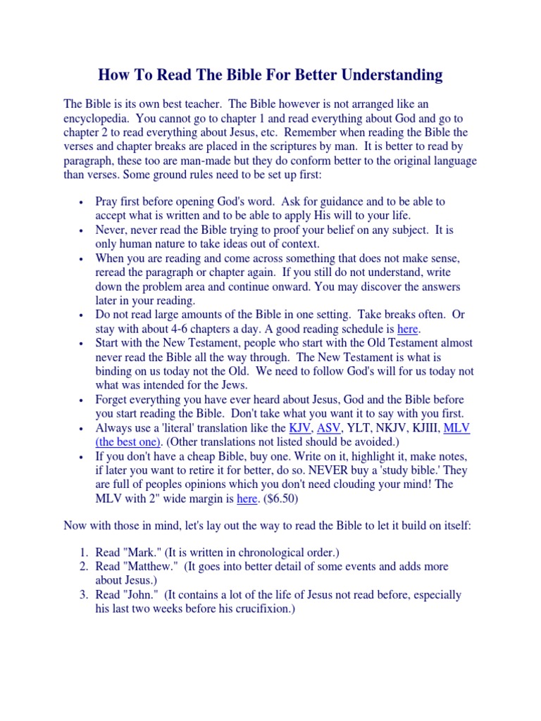 How To Read The Bible For Better Understanding | PDF | New Testament ...