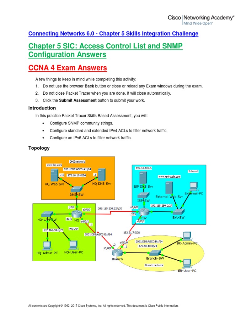 Connecting Networks 6.0 - Chapter 5 Skills Integration Challenge Answers | PDF | Router ...