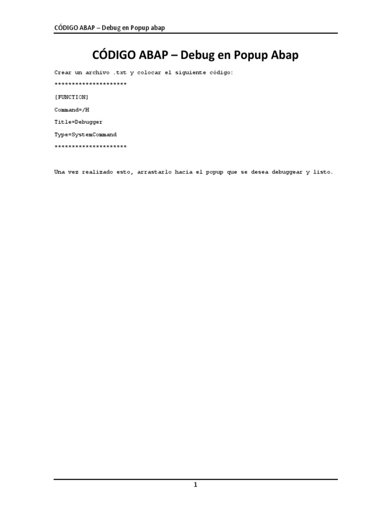 CÓDIGO ABAP - Debug A Popup Abap | PDF CÓDIGO ABAP - Debug A Popup Abap | PDF