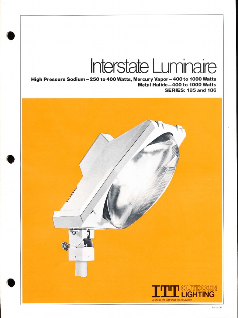 ITT American Electric Interstate Luminaire Series 185 & 186 Spec Sheet ...