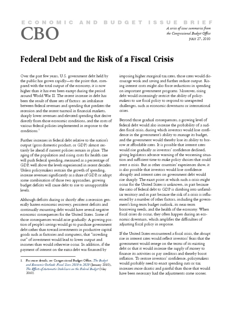 07-27 Debt Fiscal Crisis Brief | PDF | National Debt Of The United ...