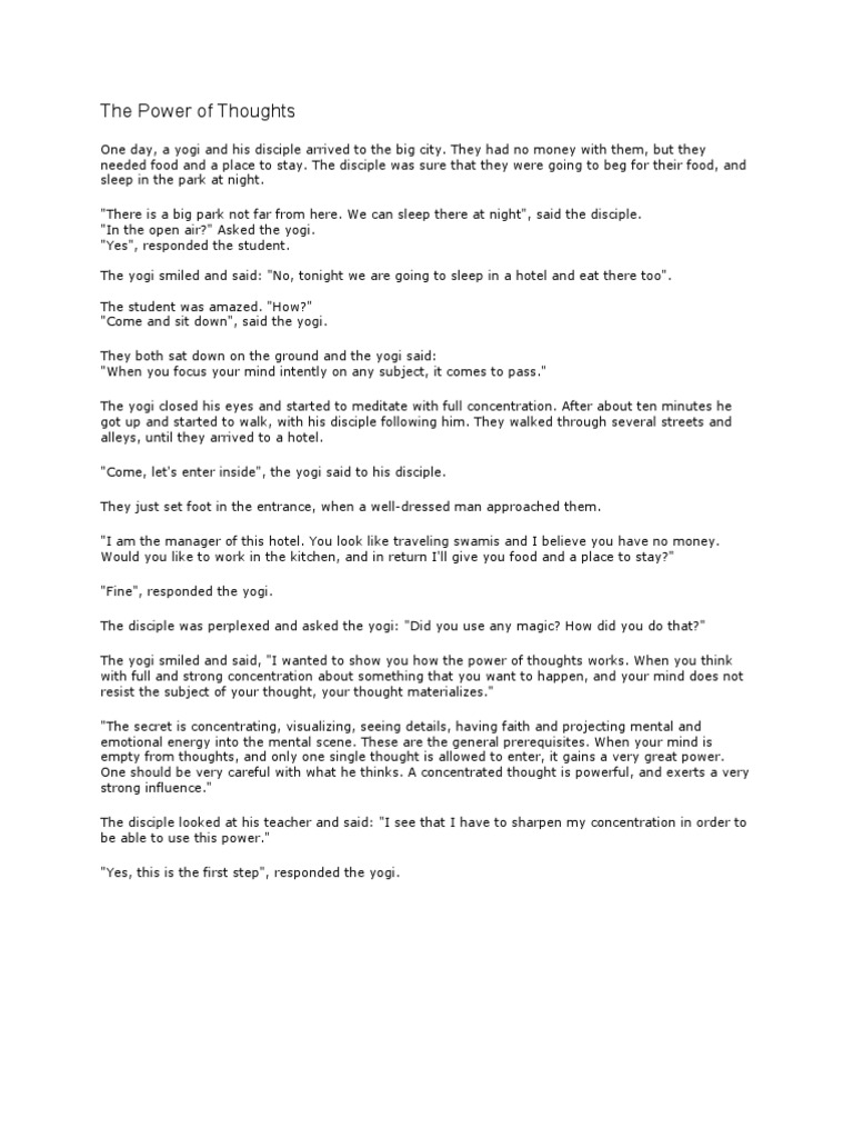 The Power Of Thoughts Pdf Meditation Mind