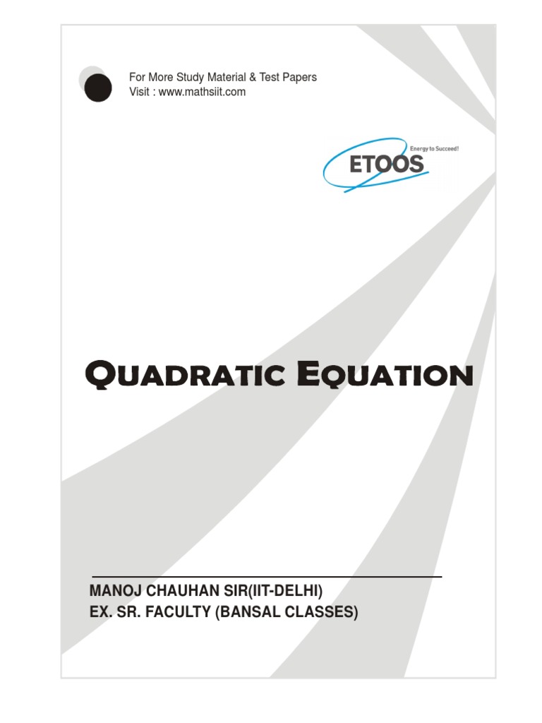 Quadratic Equations MC SIR DPP 3 | PDF | Zero Of A Function | Equations