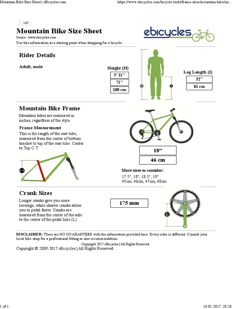 Mountain Bike Size Sheet - EBicycles | PDF | Cycle Types | Sustainable ...