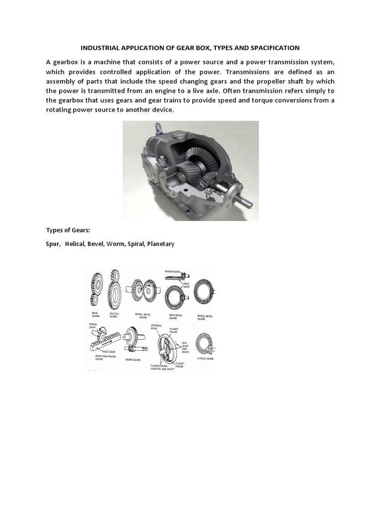 Industrial Application of Gear Box 2 | PDF