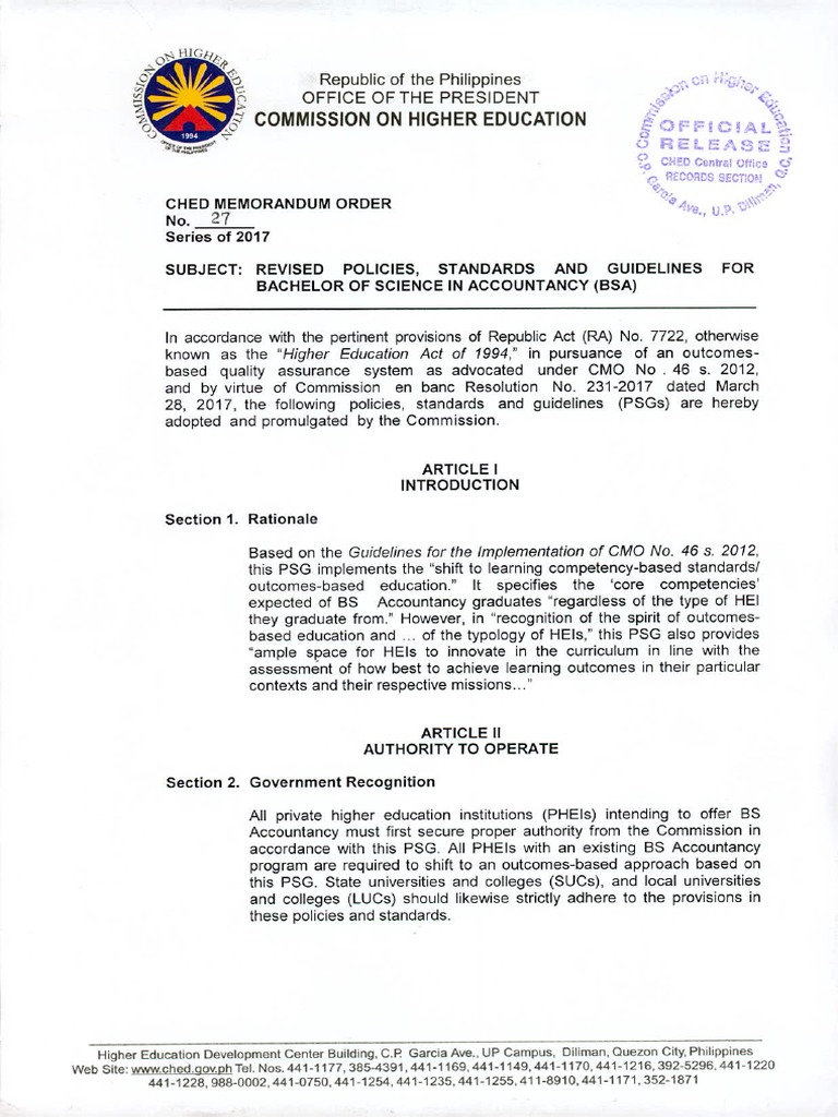 CMO No. 27, Series of 2017 - Revised Policies, Standards and Guidelines ...