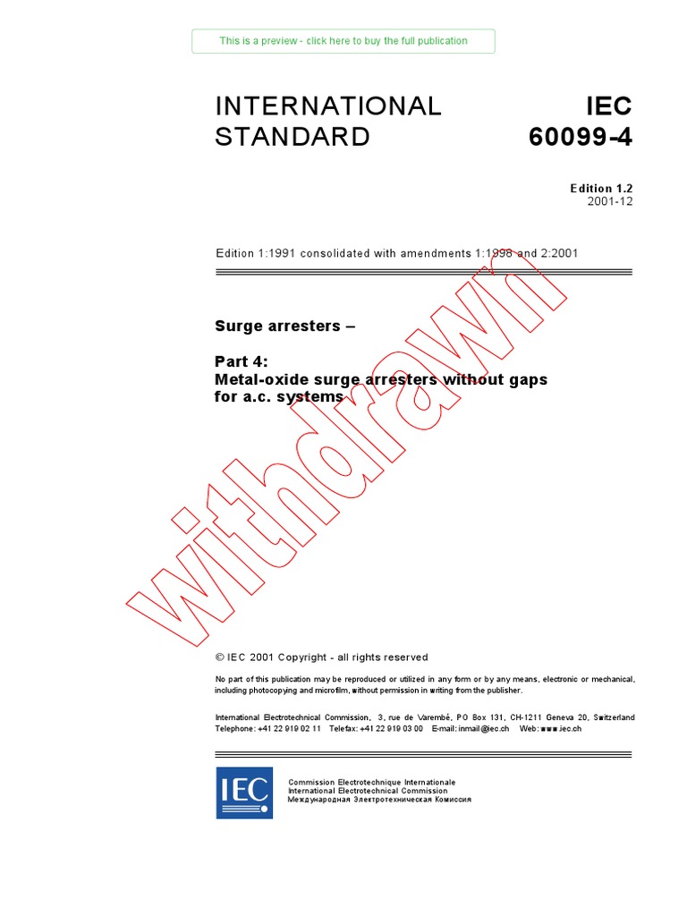 Info Iec60099-4 (Ed1.2) en D PDF | PDF | Resistor | International ...