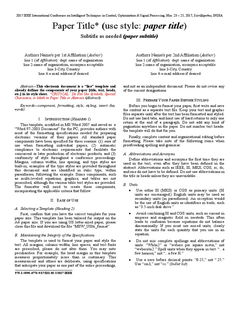 Paper Title (Use Style: Paper Title) : Subtitle As Needed (Paper ...